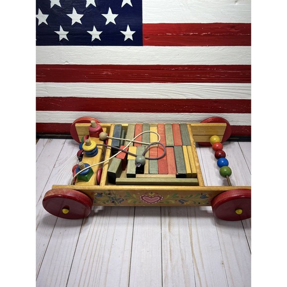 Schowanek | Toys | 2 Antique Wooden Pull Toys Schowanek Triang Blocks ...